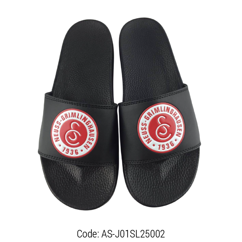 Custom Embossed Printing Slides PVC Outsole PU Upper Unisex Slippers ...